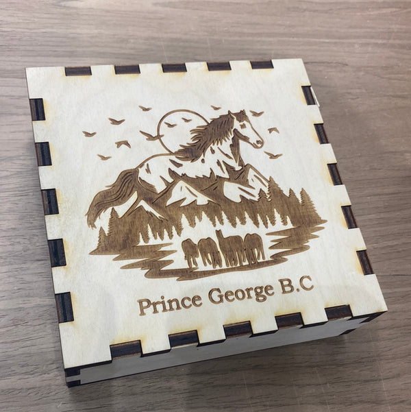 Horse Box | Custom Laser Engraved Baltic Birch - Northern Hart Designs