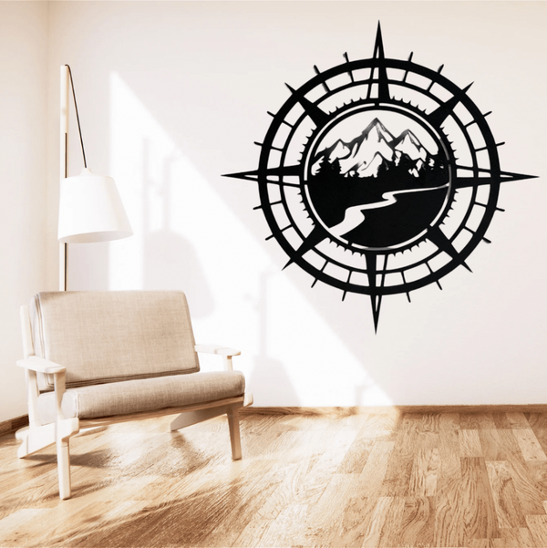 Compass with Mountains - Northern Hart Designs