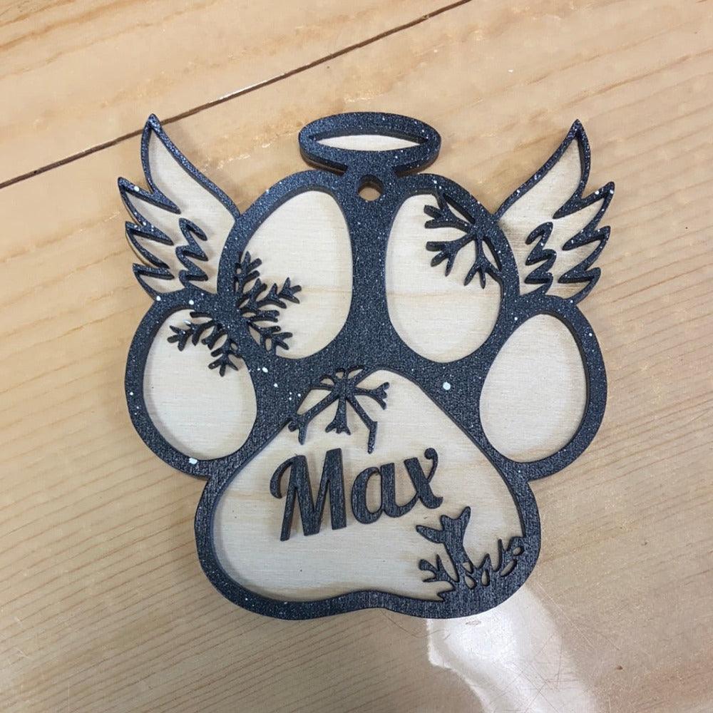 Angel Paw Print Ornament With Snowflakes - Northern Hart Designs
